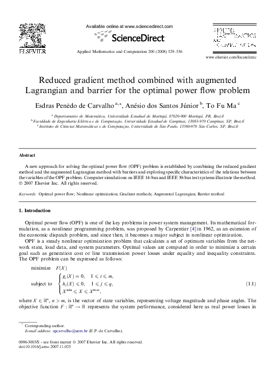(PDF) Reduced gradient method combined with augmented Lagrangian and barrier for the optimal ...