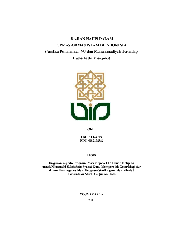(PDF) KAJIAN HADIS DALAM ORMAS-ORMAS ISLAM DI INDONESIA (Analisa Pemahaman NU dan Muhammadiyah ...