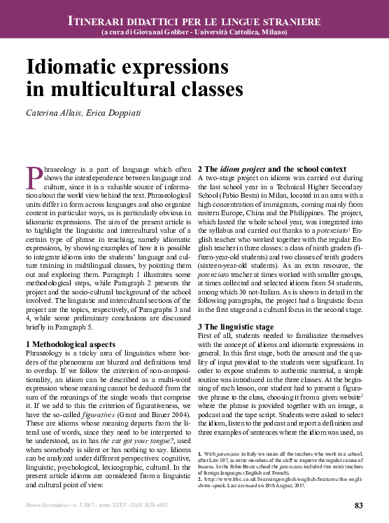 (PDF) Idiomatic expressions in multicultural classes