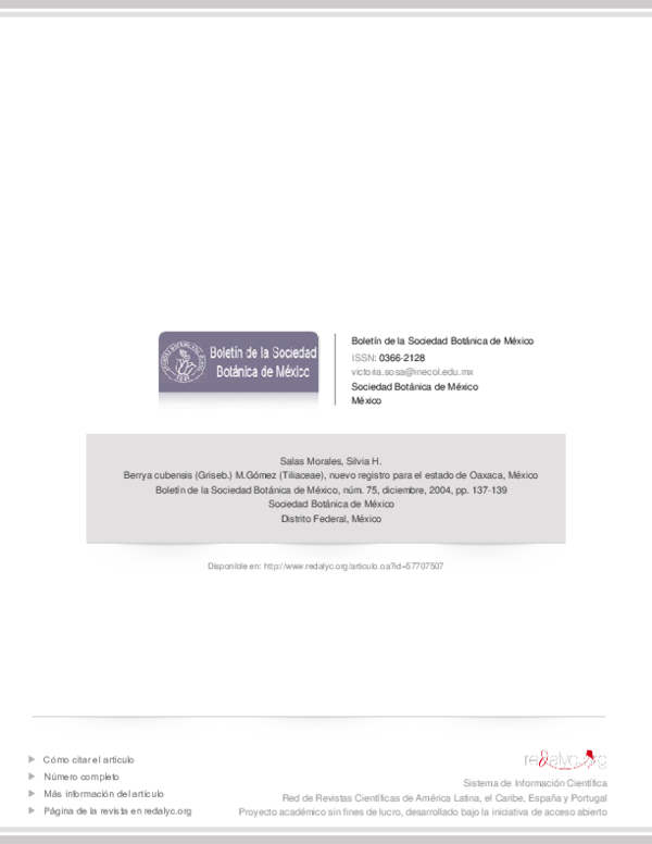 (PDF) Berrya cubensis (Griseb.) M.Gómez (Tiliaceae), nuevo registro ...