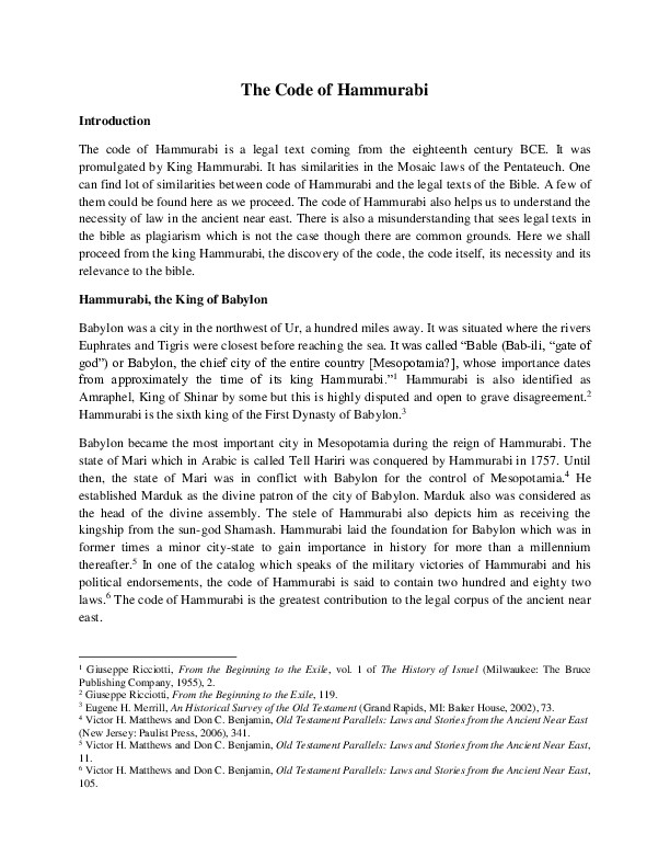 (DOC) The Code of Hammurabi | agnes lionel - Academia.edu