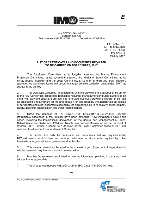 (PDF) LIST OF CERTIFICATES AND DOCUMENTS REQUIRED TO BE CARRIED ON ...