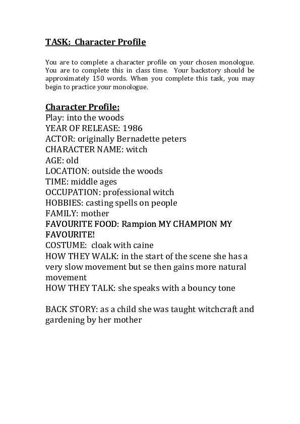 (DOC) TASK: Character Profile | Omega man - Academia.edu