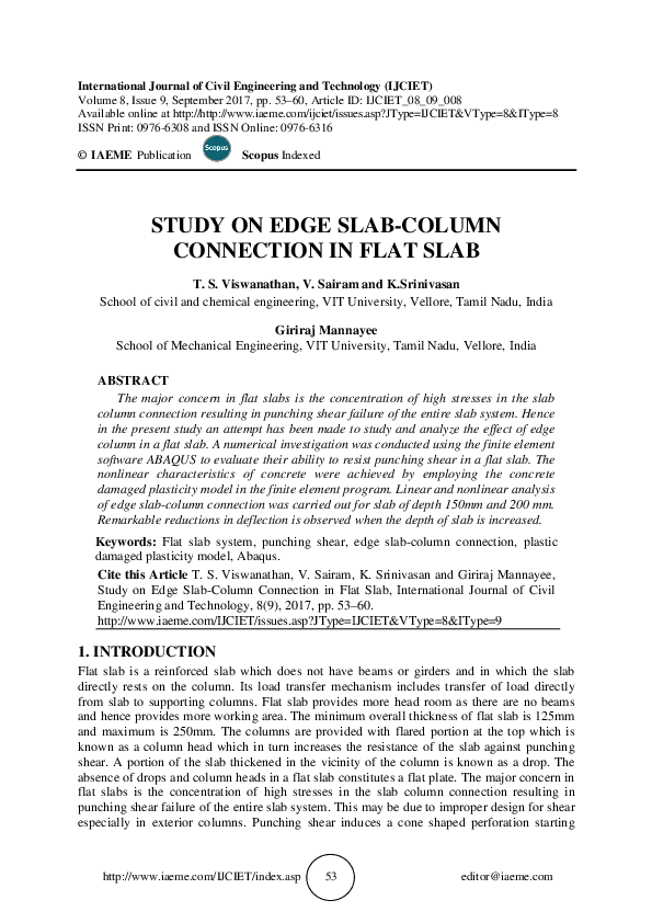 (PDF) STUDY ON EDGE SLAB-COLUMN CONNECTION IN FLAT SLAB