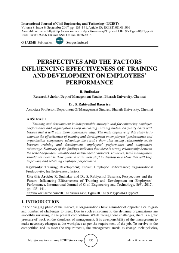 (PDF) PERSPECTIVES AND THE FACTORS INFLUENCING EFFECTIVENESS OF ...