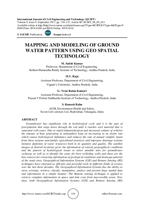 Pdf Mapping And Modeling Of Ground Water Pattern Using Geo Spatial Technology