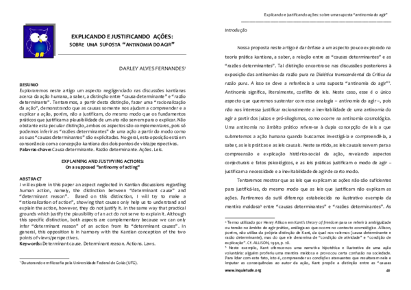 (PDF) Darley Alves Fernandes - Explicando e Justificando Ações: sobre ...