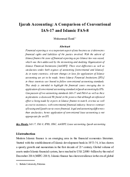 (PDF) Ijarah Accounting: A Comparison of Conventional IAS-17 and ...