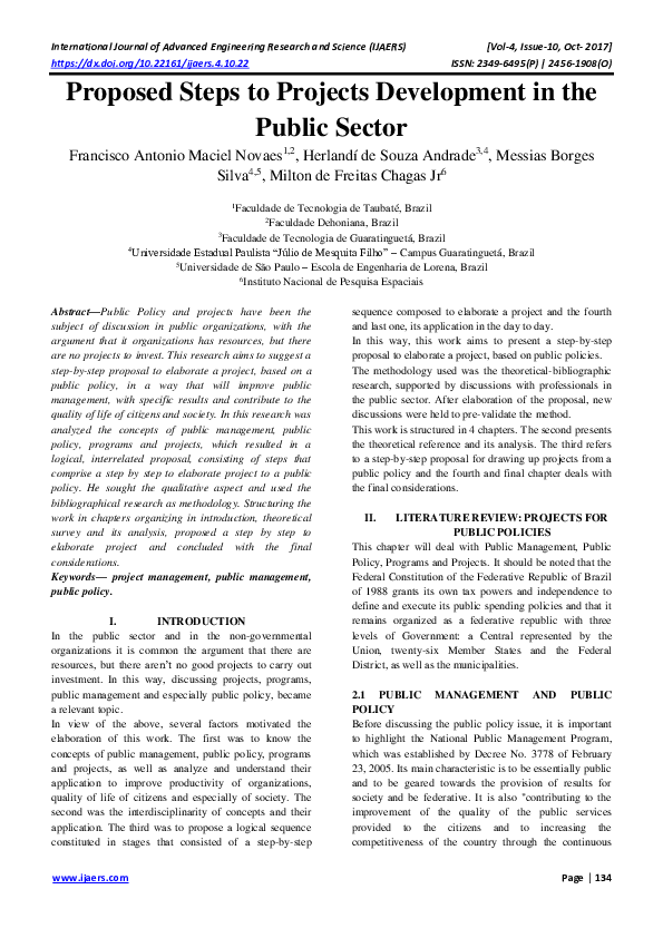 (PDF) Proposed Steps to Projects Development in the Public Sector