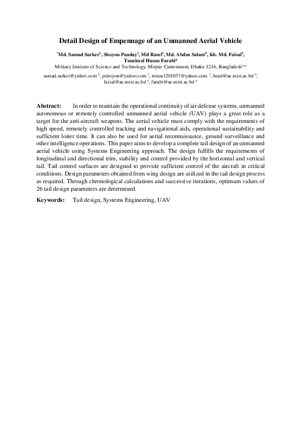 (PDF) Detail Design of Empennage of an Unmanned Aerial Vehicle