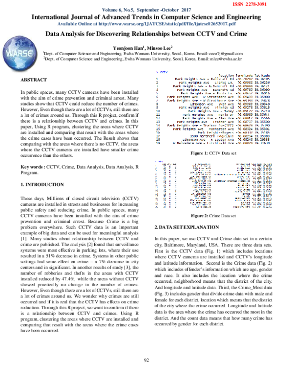 (PDF) Data Analysis for Discovering Relationships between CCTV and Crime