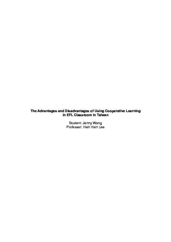 (PDF) The Advantages and Disadvantages of Using Cooperative Learning in ...