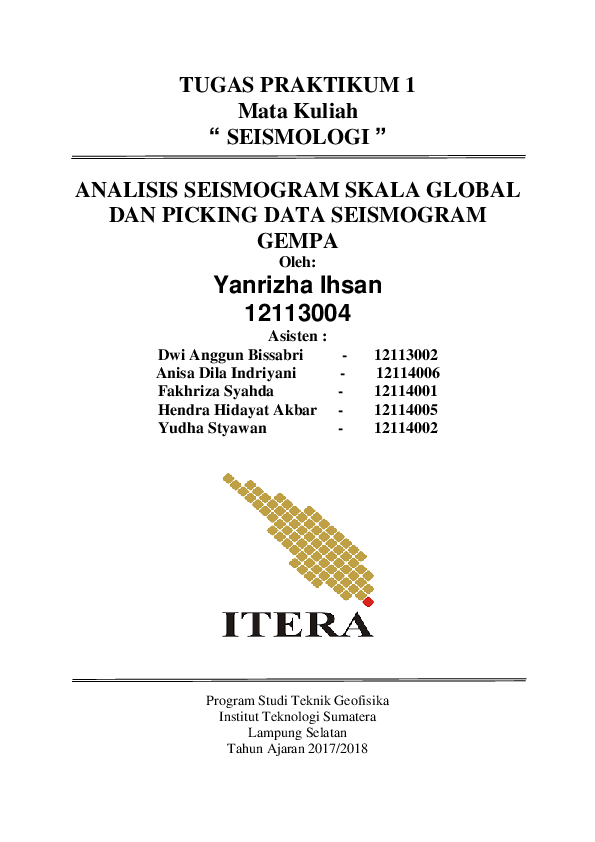(PDF) " SEISMOLOGI " ANALISIS SEISMOGRAM SKALA GLOBAL DAN PICKING DATA ...