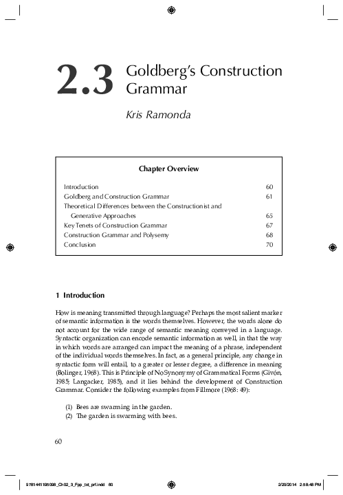 (PDF) Goldberg's construction grammar