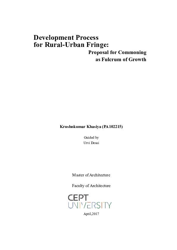 (PDF) Development Process for Rural-Urban Fringe: Proposal for ...