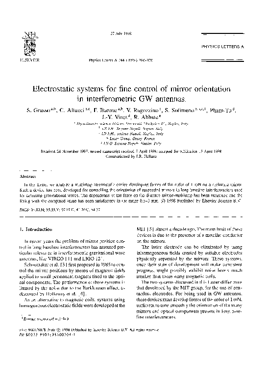 (PDF) Electrostatic systems for fine control of mirror orientation in ...