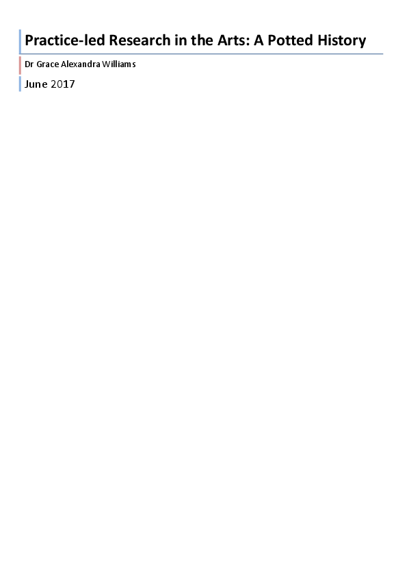 (PDF) Practice-led Research in the Arts: A Potted History (2017)