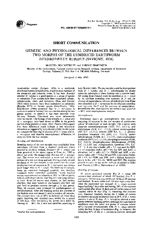 (PDF) Genetic and physiological differences between two morphs of the ...