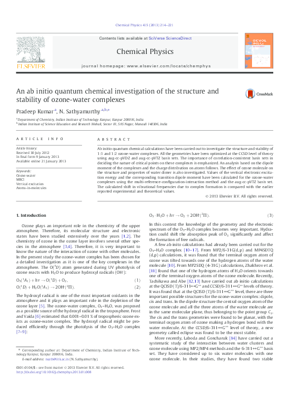 (PDF) An ab initio quantum chemical investigation of the structure and ...