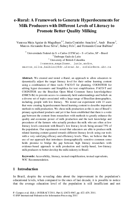 (PDF) e-Rural: A Framework to Generate Hyperdocuments for Milk Producers with Different Levels ...