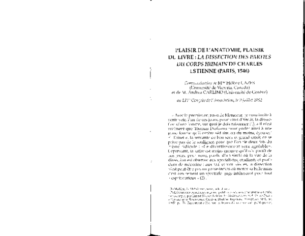 (PDF) Plaisir de l’anatomie, plaisir du livre : La Dissection des ...