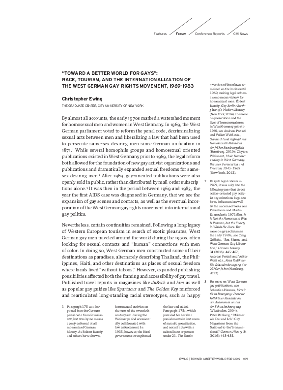 (PDF) "Toward a Better World for Gays": Race, Tourism, and the ...