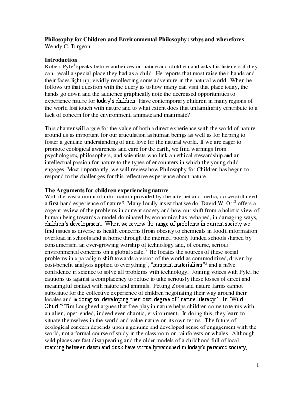 (DOC) Philosophy for Children and Environmental philosophy.docx