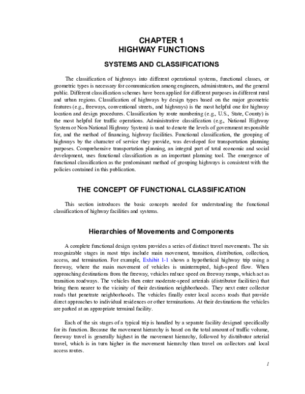 (PDF) CHAPTER 1 HIGHWAY FUNCTIONS SYSTEMS AND CLASSIFICATIONS THE ...