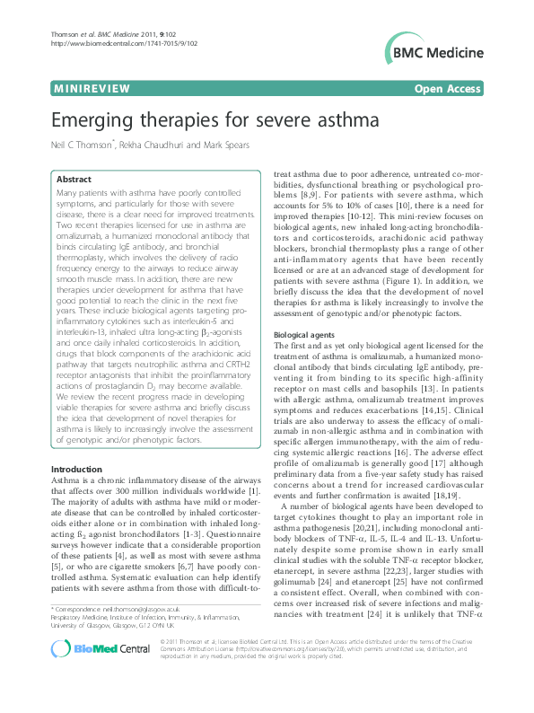(PDF) Emerging therapies for severe asthma