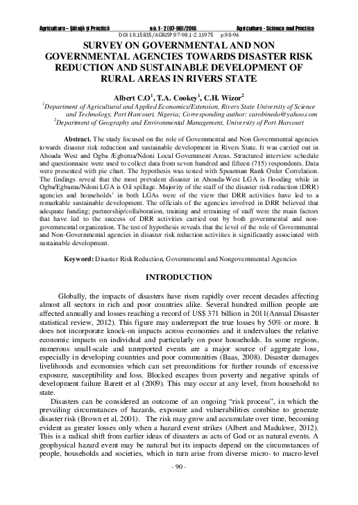 (PDF) SURVEY ON GOVERNMENTAL AND NON GOVERNMENTAL AGENCIES TOWARDS ...