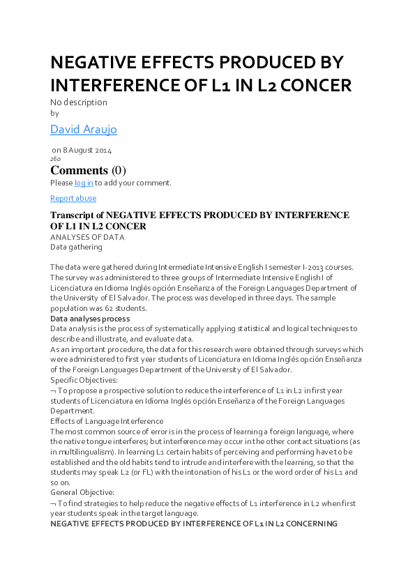(DOC) NEGATIVE EFFECTS PRODUCED BY INTERFERENCE OF L1 IN L2 CONCER No ...