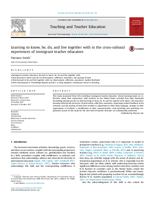 (PDF) Learning to Know, Be, Do, and Live Together with in the Cross ...