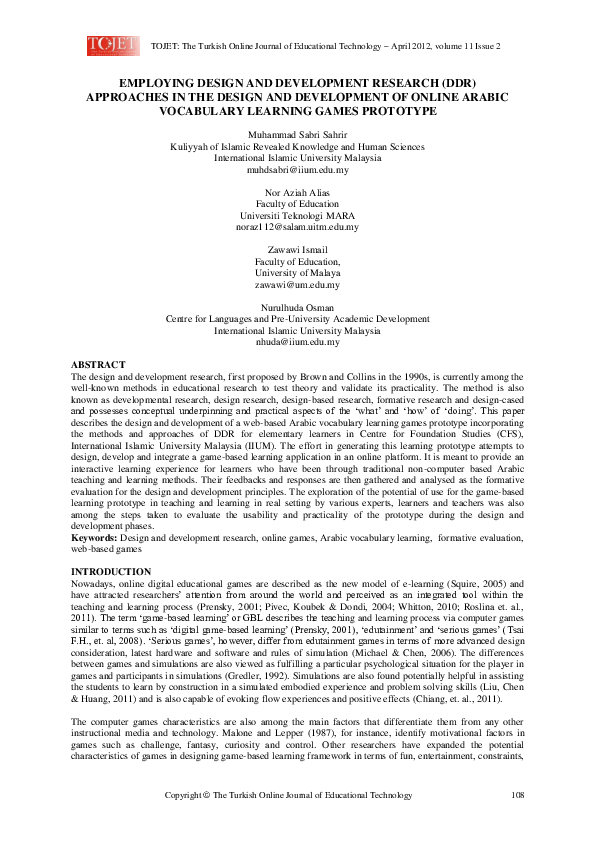 (PDF) Employing Design and Development Research (DDR)Approaches in the Design and Development of ...