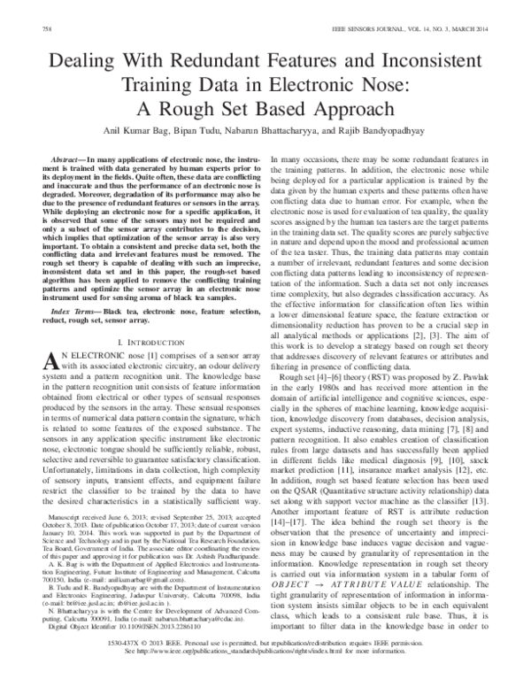 (PDF) Dealing With Redundant Features and Inconsistent Training Data in Electronic Nose: A Rough ...