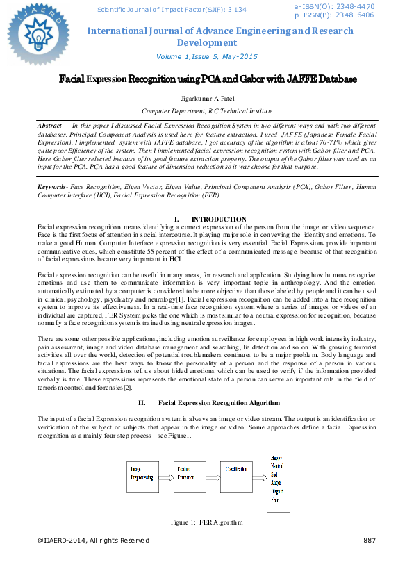 Pdf Facial Expression Recognition Using Pca And Gabor With Jaffe Database