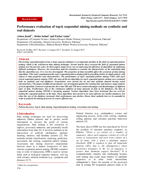 Pdf Performance Evaluation Of Top K Sequential Mining Methods On