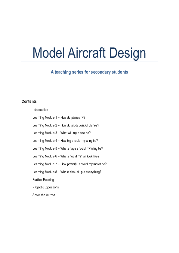(PDF) Model Aircraft Design A teaching series for secondary students