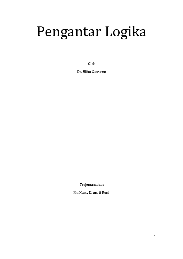 (PDF) Pengantar Logika