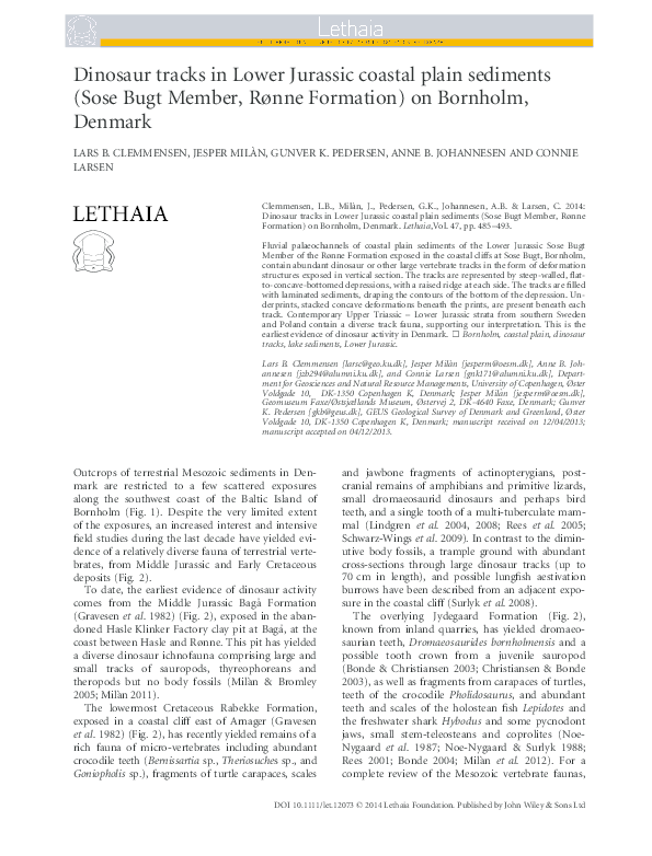 (PDF) Dinosaur tracks in Lower Jurassic coastal plain sediments (Sose ...