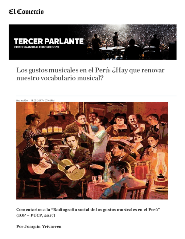 (PDF) Los gustos musicales en el Perú: ¿Hay que renovar nuestro ...
