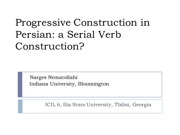 (PDF) Progressive Construction in Persian: a Serial Verb Construction