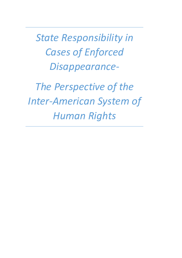 (PDF) State Responsibility in Cases of Enforced Disappearance