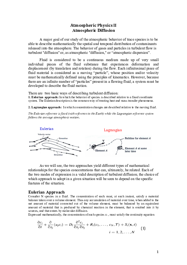 (PDF) Atmospheric Physics II Atmospheric Diffusion