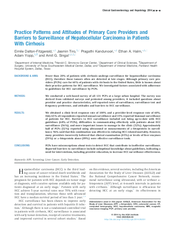 (PDF) Identifying barriers to hepatocellular carcinoma surveillance in ...