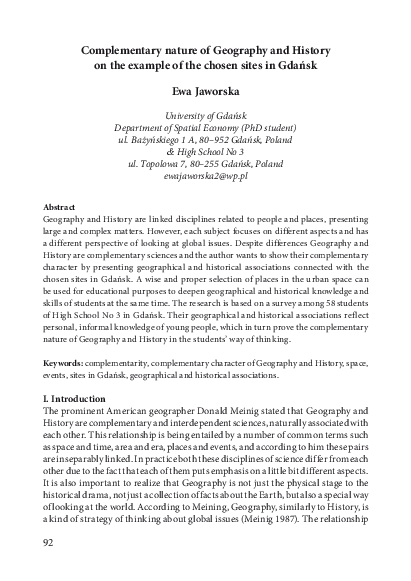 (PDF) Complementary nature of Geography and History on the example of ...
