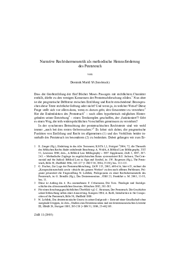(PDF) Markl, Dominik, "Narrative Rechtshermeneutik als methodische ...