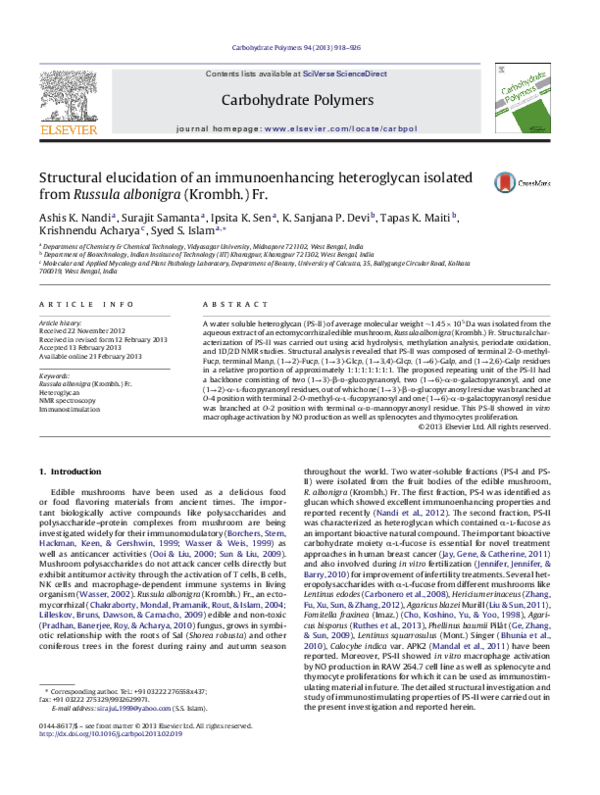(PDF) Structural elucidation of an immunoenhancing heteroglycan ...