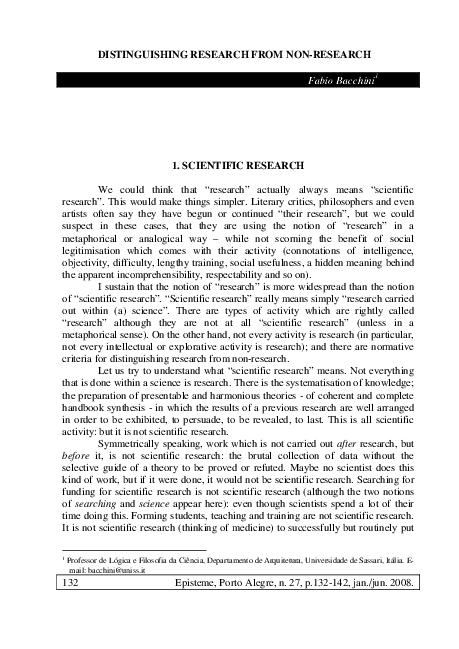 (PDF) Distinguishing Research From Non-Research