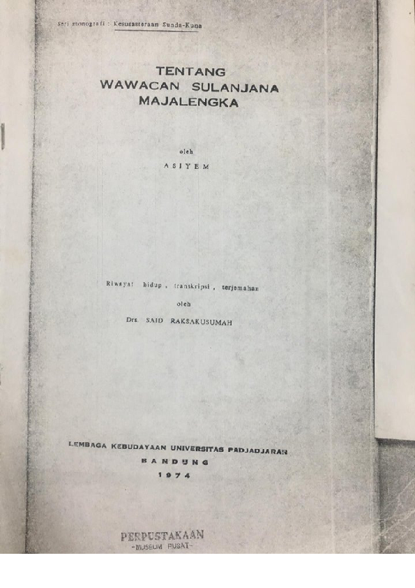 (PDF) Tentang Wawacan Sulanjana oleh Asiyem
