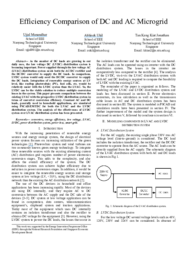 Pdf Efficiency Comparison Of Dc And Ac Microgrid